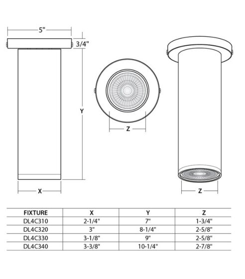 Liton | DL4C3 | Cylo Cylinder Ceiling/Surface 1000lm - 3600lm (10W - 36W)