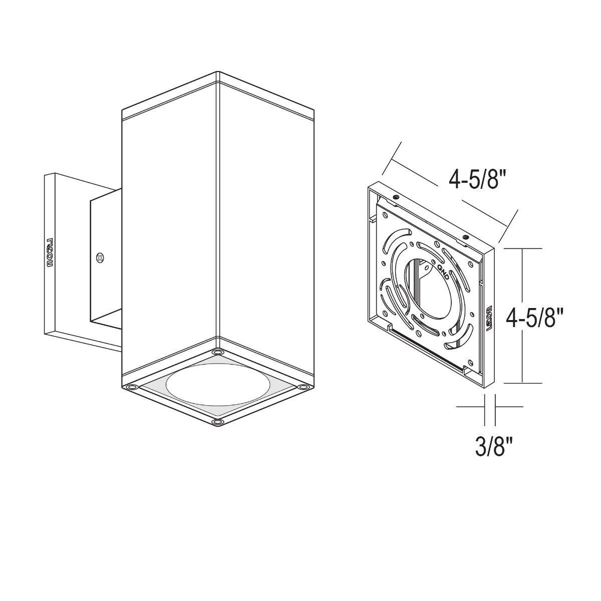 Liton | WD2Q340-USA | 4" SQUARE 2-DIRECTION WALL MOUNT (IP65) - 2 x ...
