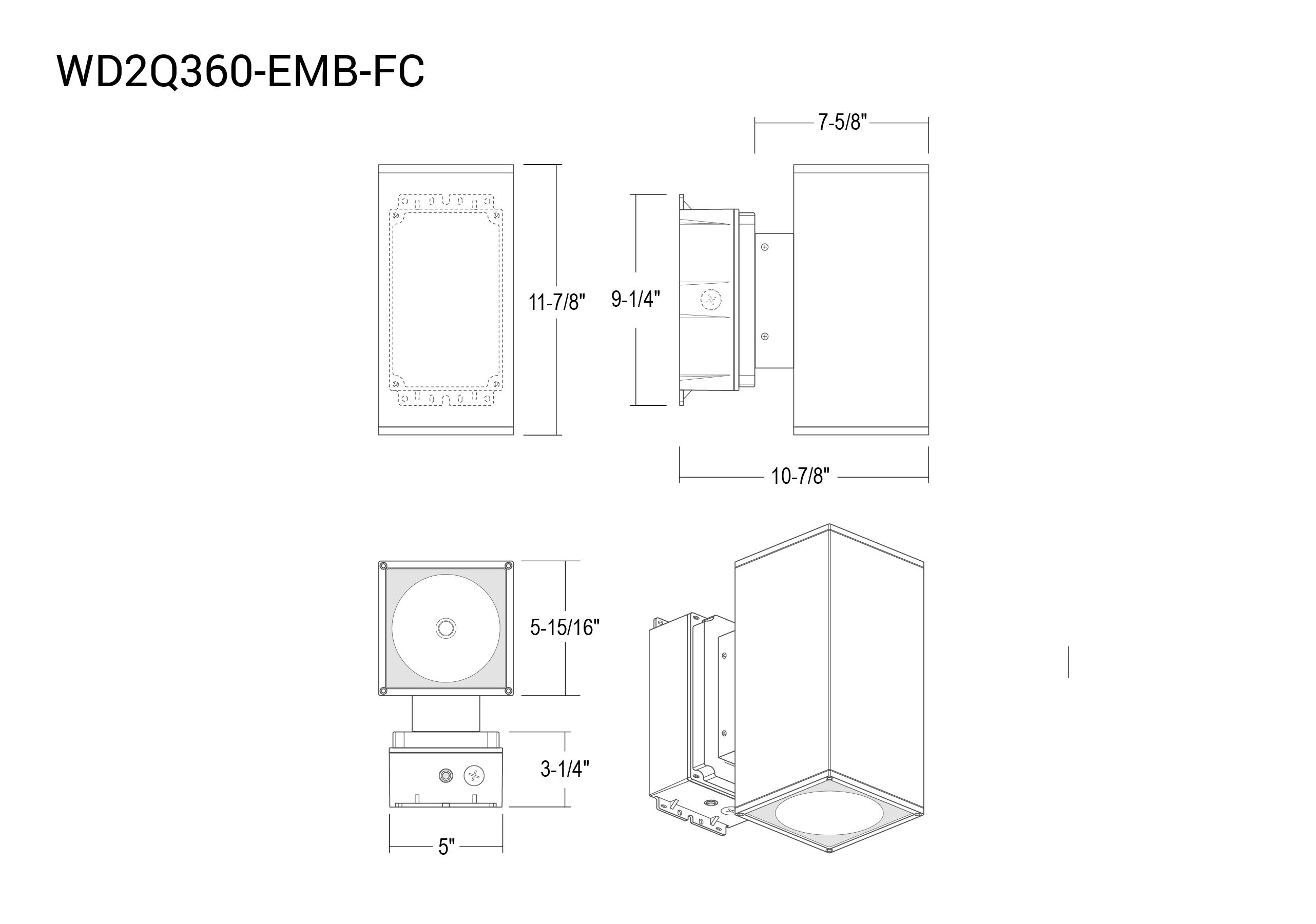 Liton | WD2Q360 | 6" Square 2-Direction Wall Mount (IP65) - 2 x 1000lm ...